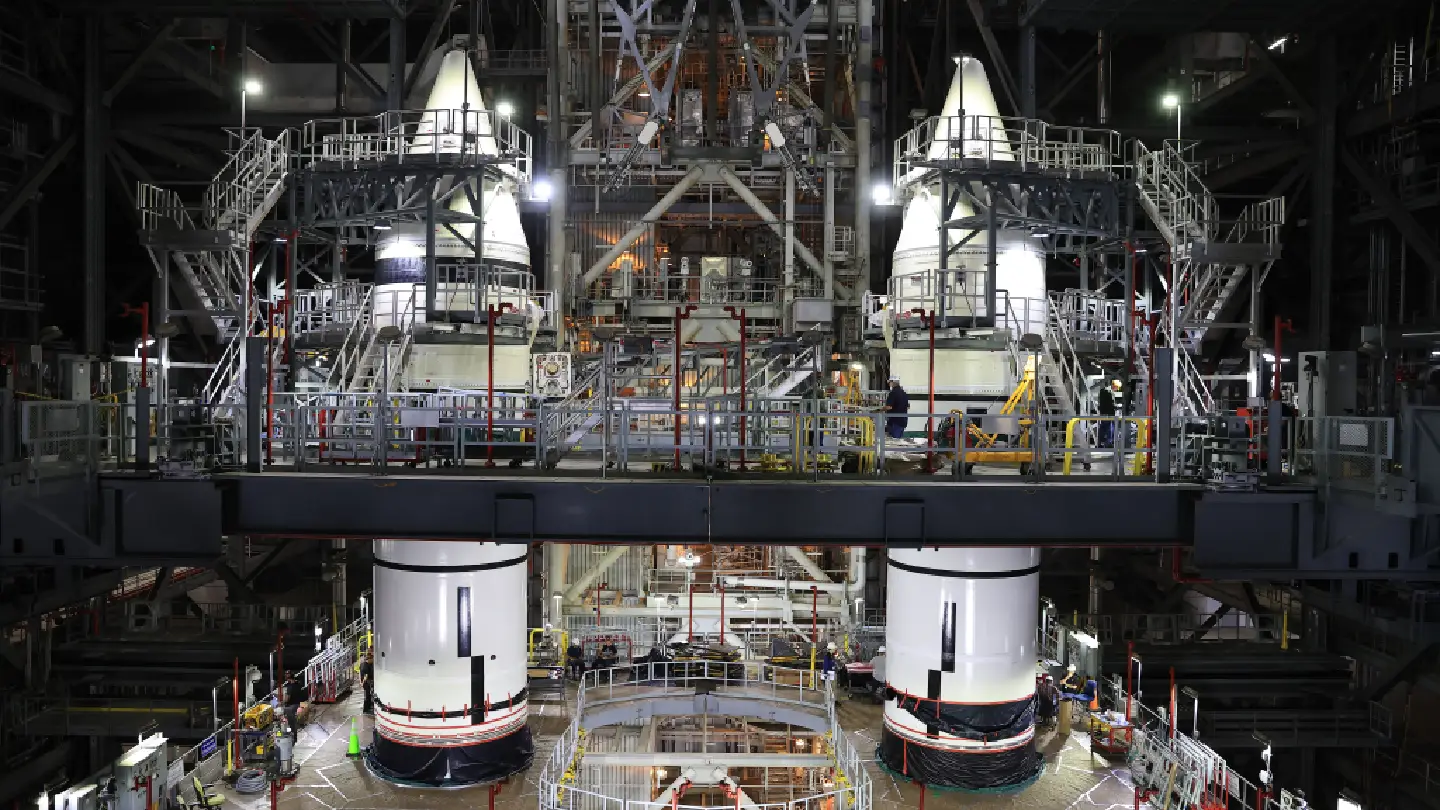 NASA completes stacking of Artemis II using overhead cranes